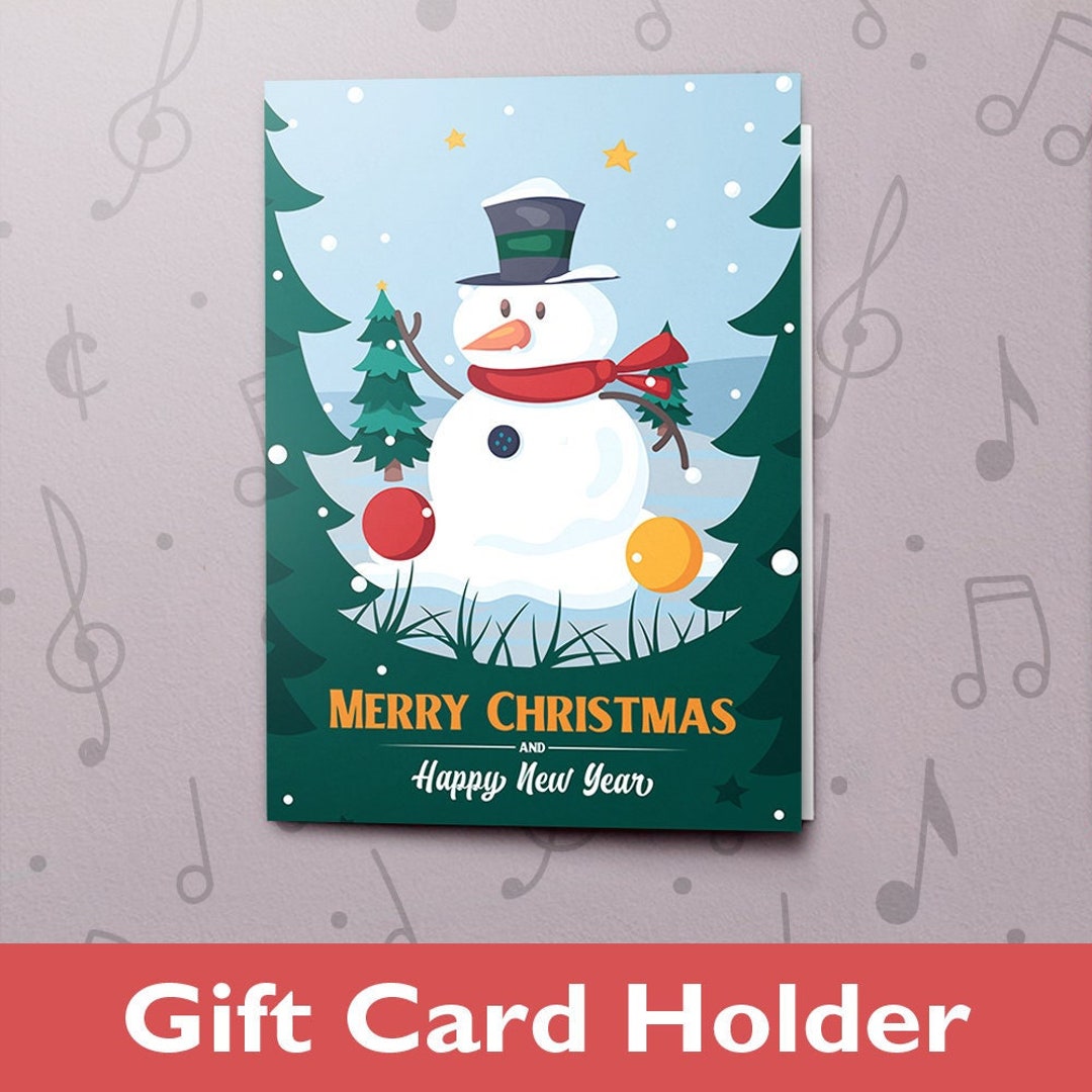 Snowy Holiday Card | Card With Gift Card Insert, Christmas Snowman Card ...
