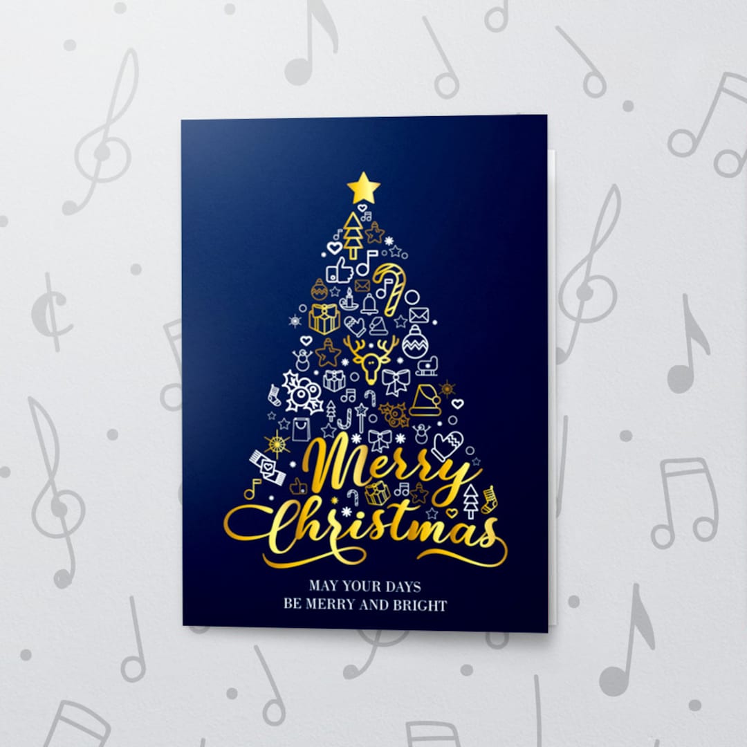 Merry & Bright Christmas Card | Musical Greeting Card, Cute Christmas ...