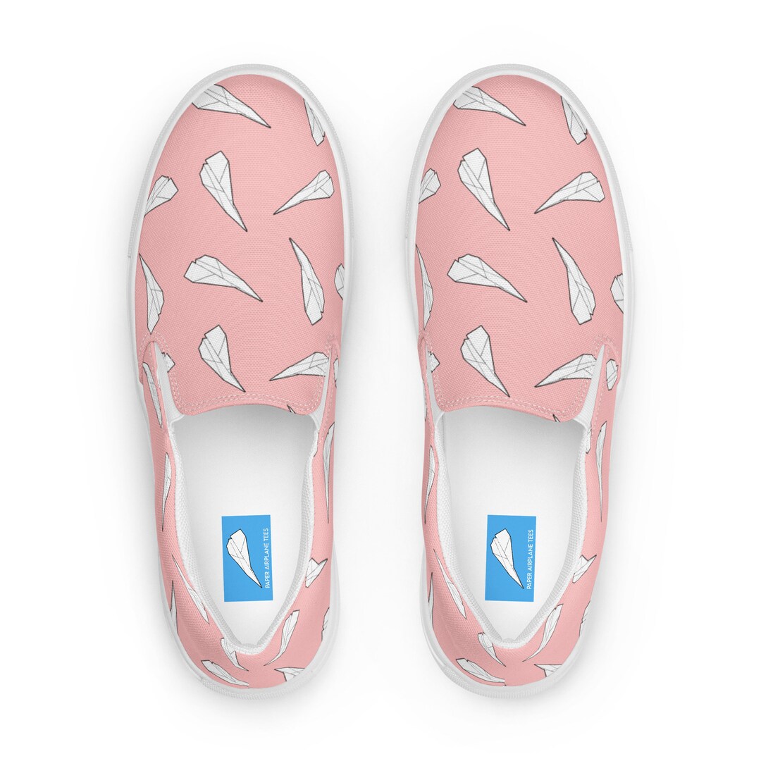 Pink Paper Plane Slip-ons - Etsy