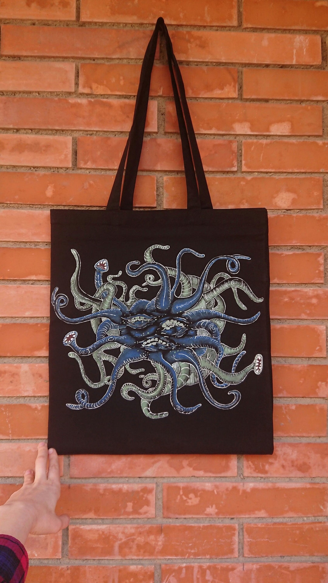Lovecraftian Tote Bag "azathoth", Handpainted Alternative Bag With Long ...