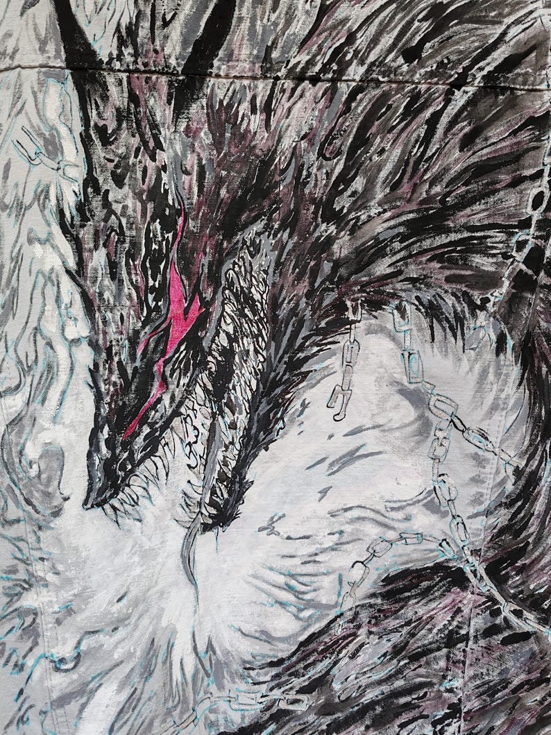 Beast of Darkness, Berserk, Hand Painted Denim - Etsy