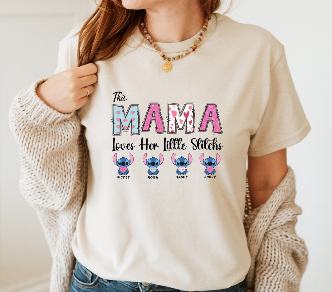 Disney Stitch Personalized Mama T-shirt, Mother T-shirt, Mother's Day T ...
