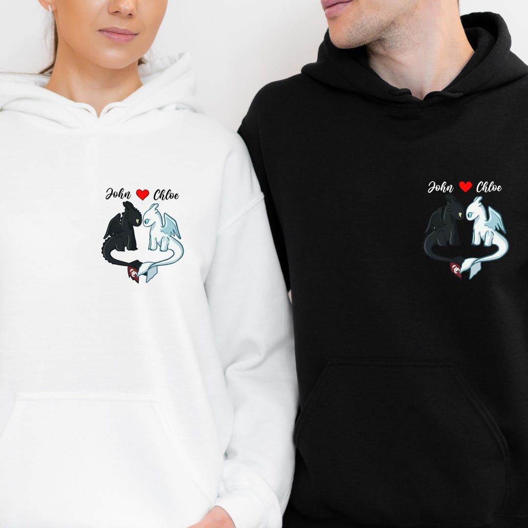 Custom Toothless and Light Fury Couple Sweatshirt, Cute Toothless ...