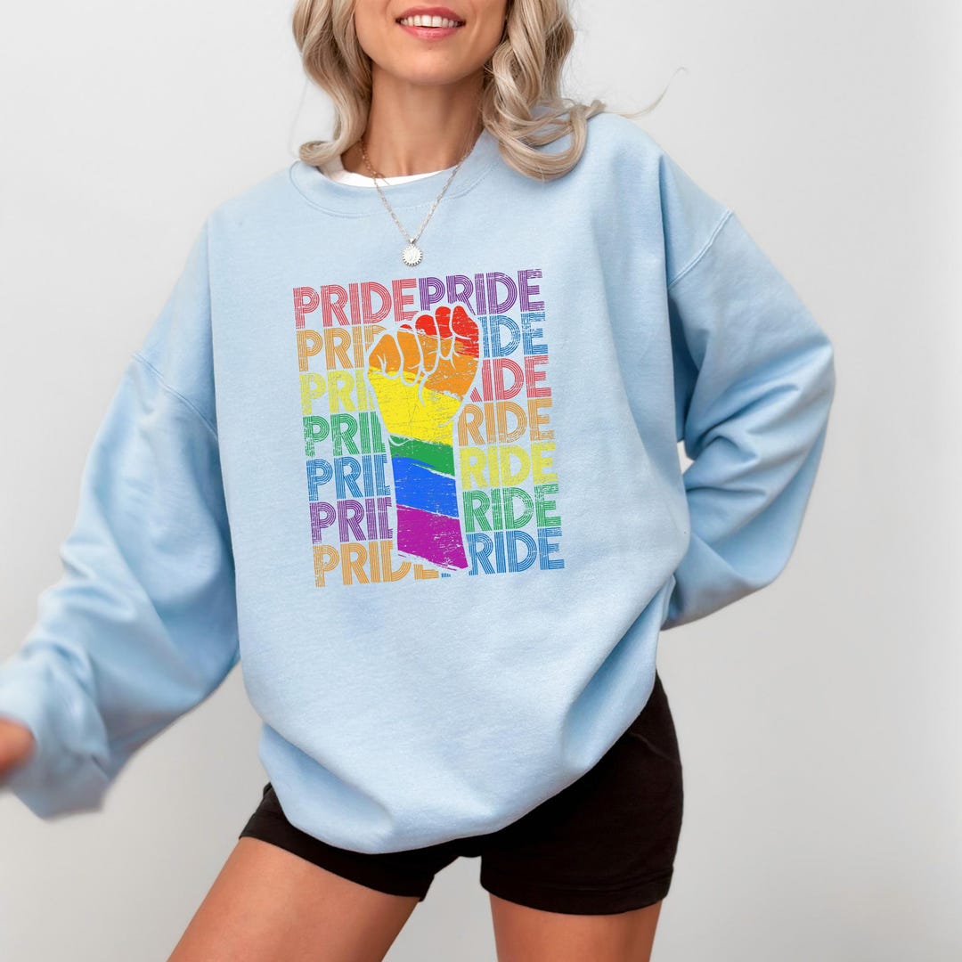 Pride Fist Sweatshirt, Rainbow Fist Hoodie, Pride Symbol Sweater, LGBTQ ...