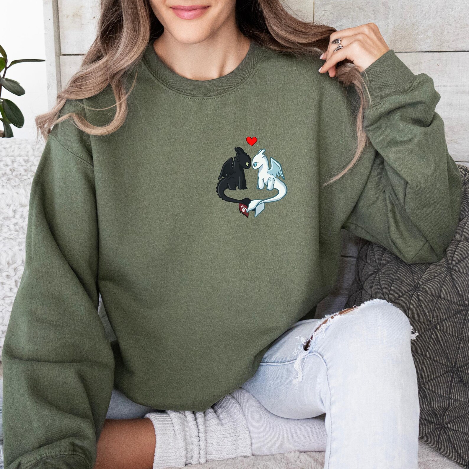 Custom Toothless and Light Fury Couple Sweatshirt, Cute Toothless ...