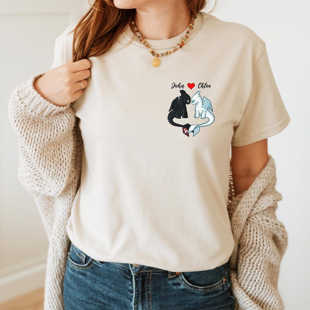 Custom Toothless and Light Fury Couple T-shirt, Cute Toothless Couple ...