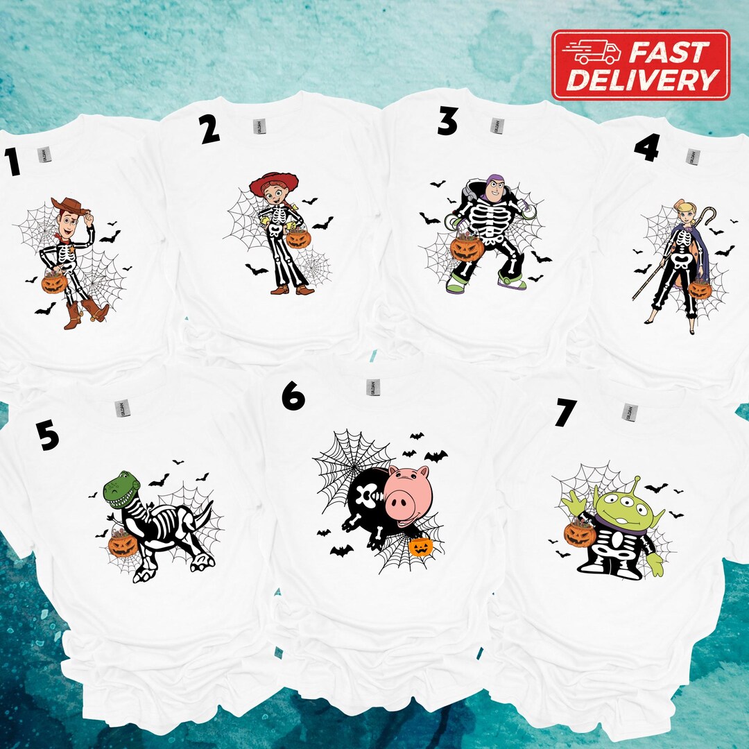 Toy Story Group Halloween Shirt, Halloween Toy Story Skeleton All ...