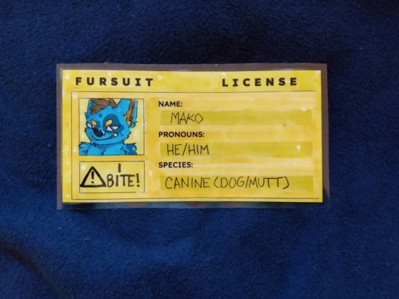 Fursuit License Custom Badge // Furry Fursona Badge Commission - Etsy