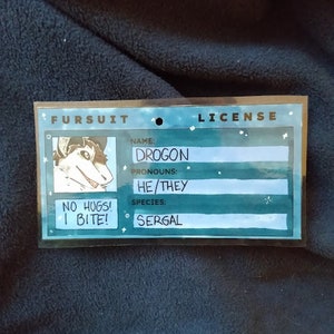 Fursuit License Custom Badge // Furry Fursona Badge Commission (READ ...
