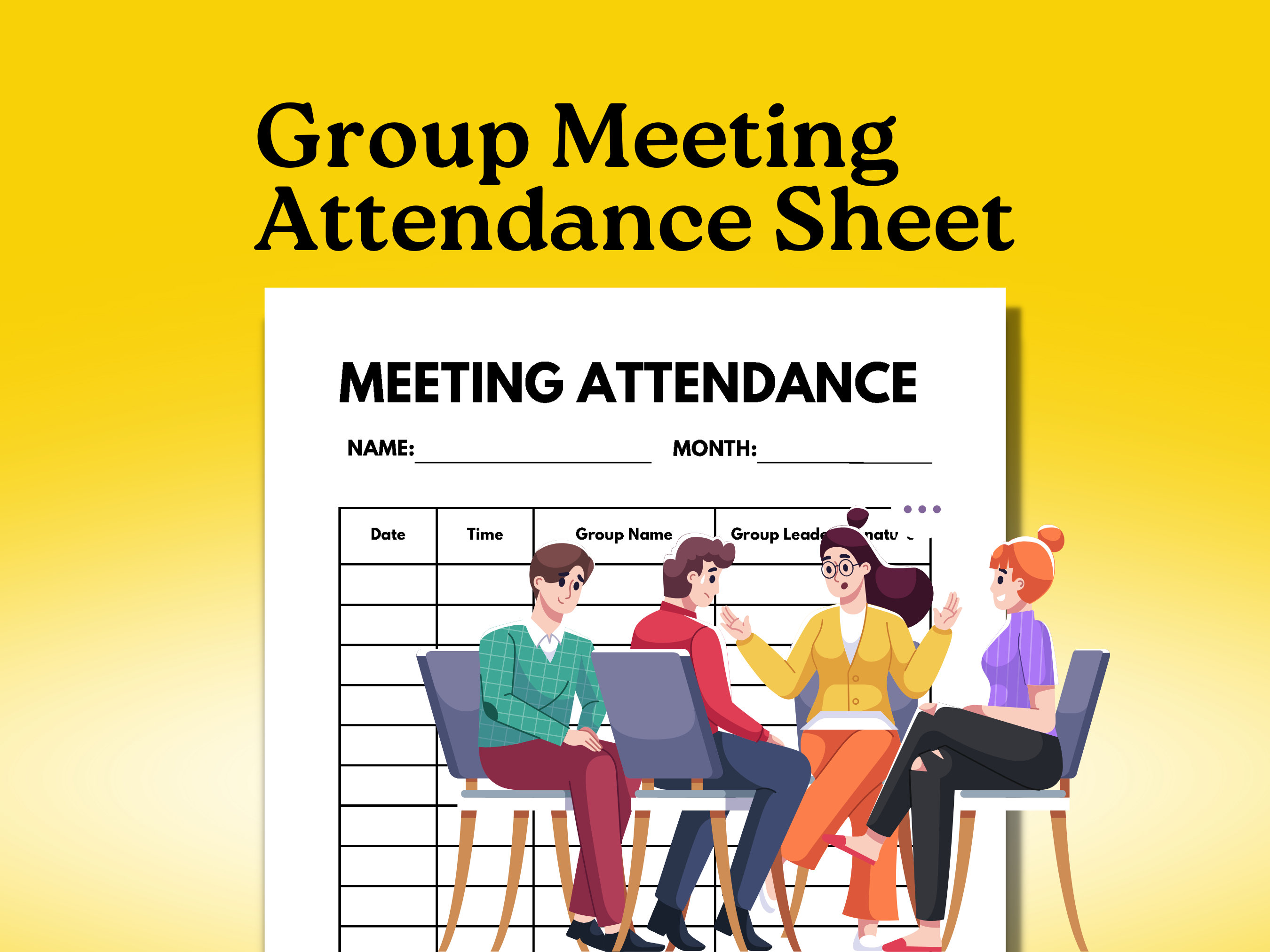 Group Meeting Attendance Sheet | Meeting Signature Sheet | Attendance ...