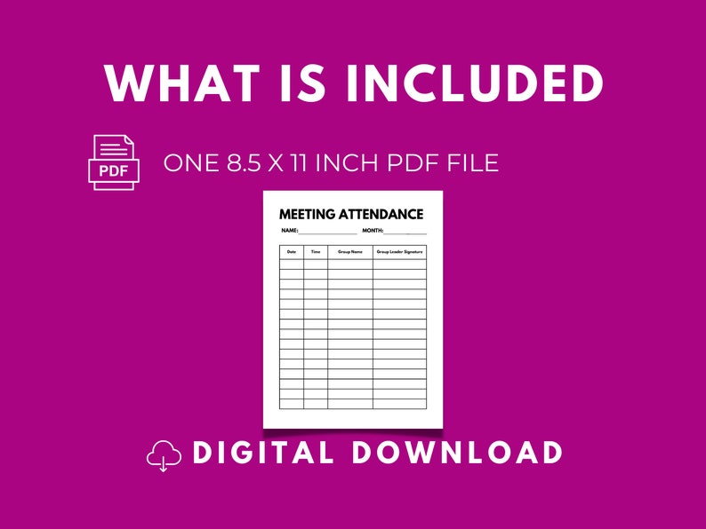 Group Meeting Attendance Sheet | Meeting Signature Sheet | Attendance ...