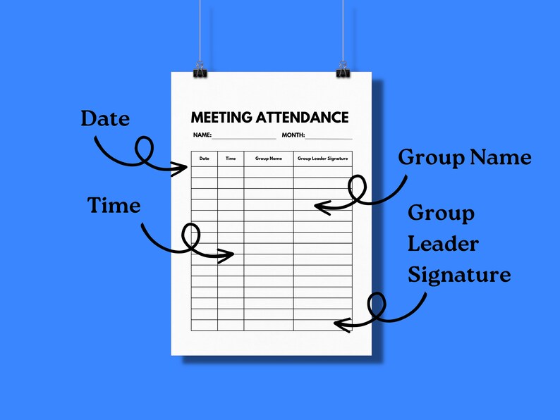Group Meeting Attendance Sheet Meeting Signature Sheet - Etsy