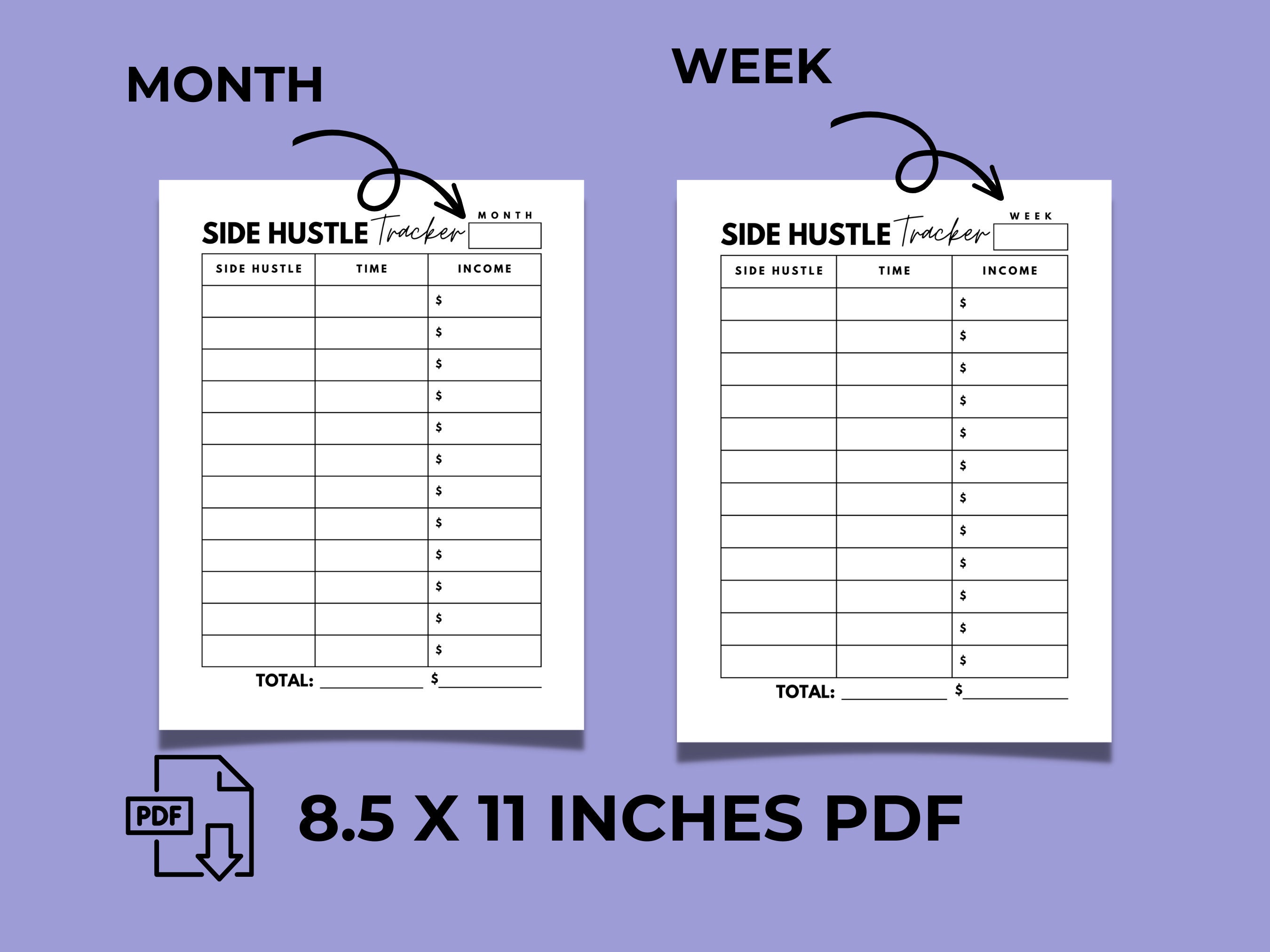 Side Hustle Income Tracker: Printable Finance Planner (PDF) - Etsy
