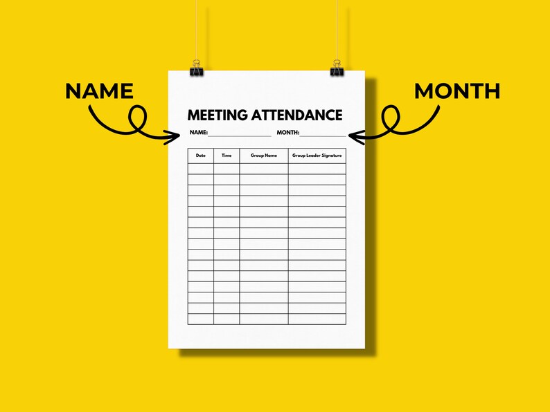 Group Meeting Attendance Sheet: Printable Meeting Log (PDF) - Etsy