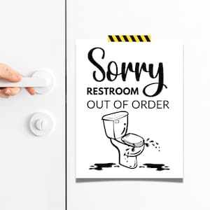 Toilet Out of Order Sign Printable | Restroom Out of Service Sign ...