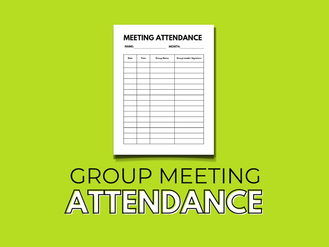 Group Meeting Attendance Sheet: Printable Meeting Log (PDF) - Etsy