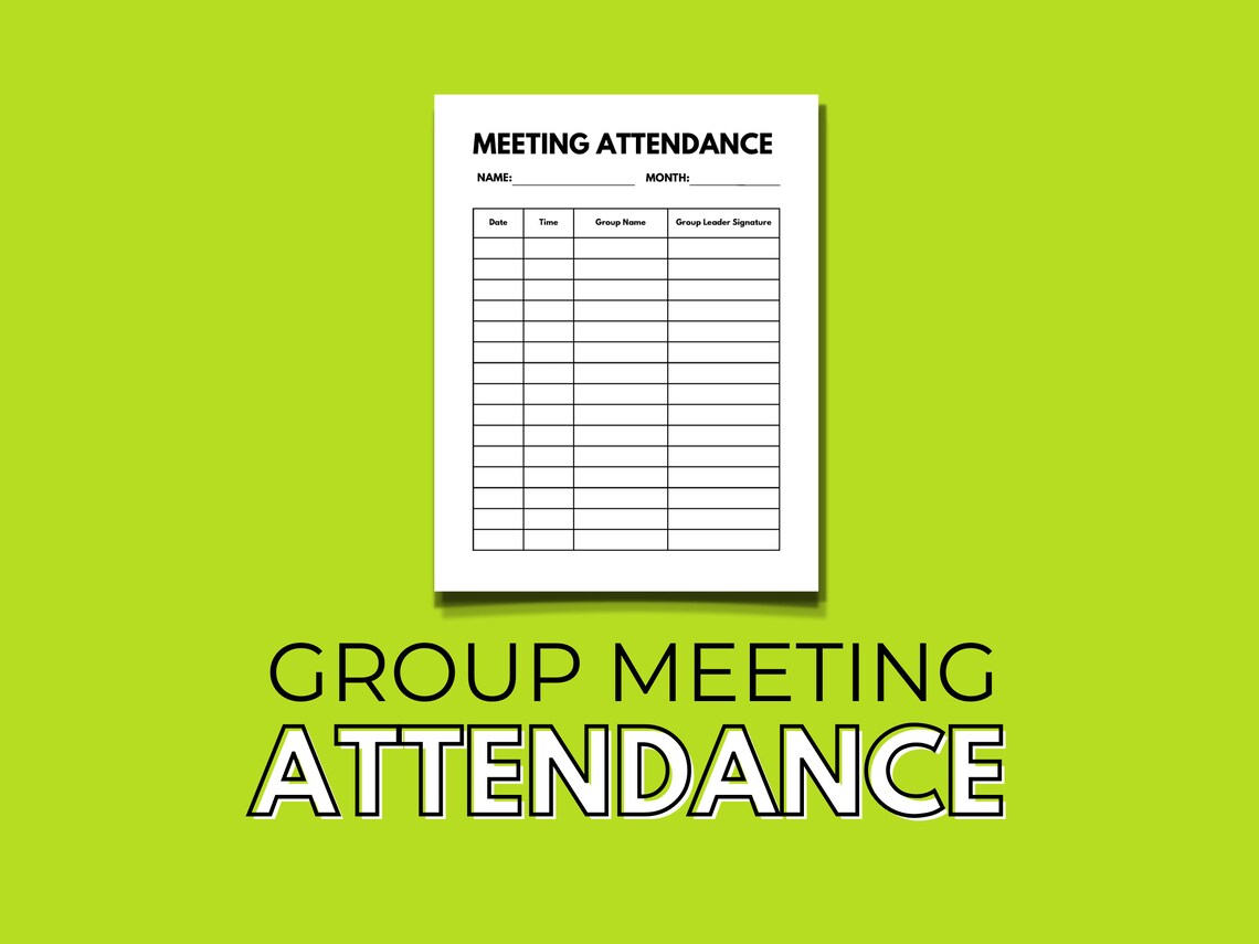 Group Meeting Attendance Sheet: Printable Meeting Log (PDF) - Etsy
