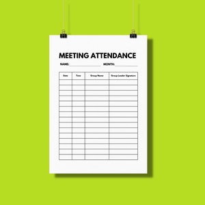 Group Meeting Attendance Sheet: Printable Meeting Log (PDF) - Etsy