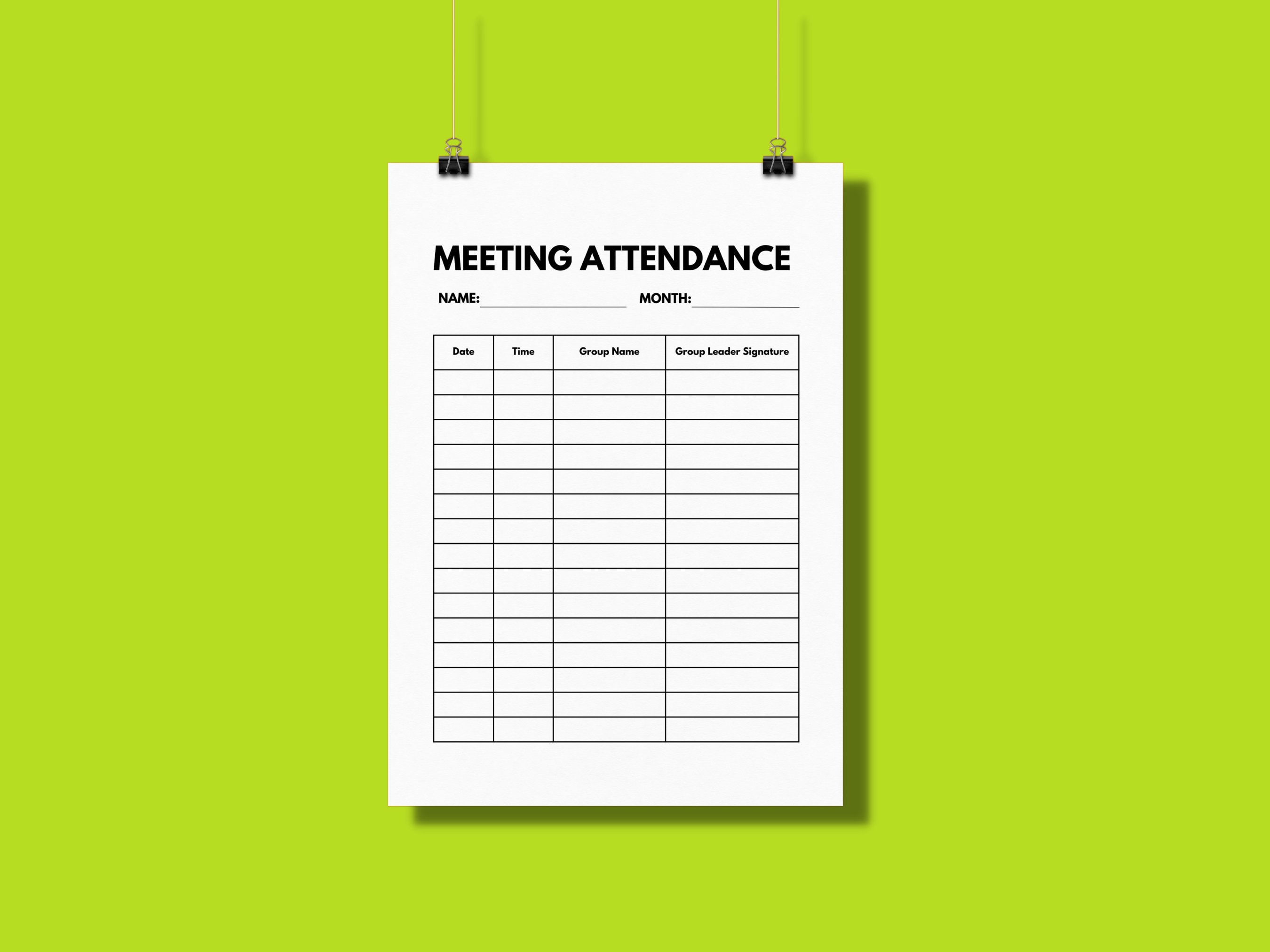 Group Meeting Attendance Sheet: Printable Meeting Log (PDF) - Etsy