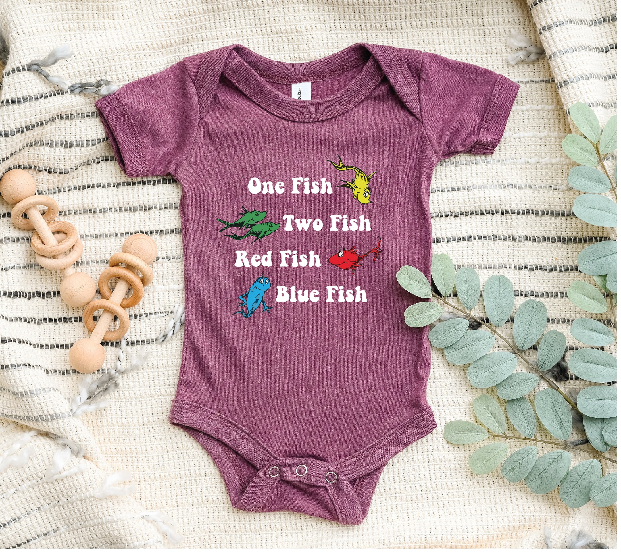One Fish Two Fish Onesie, Red Fish Blue Fish Onesie Designed & Sold By ...