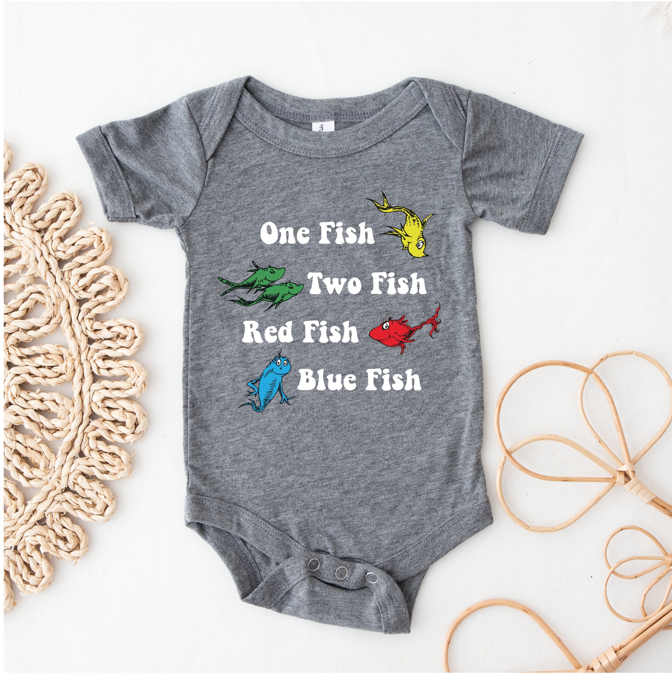One Fish Two Fish Onesie, Red Fish Blue Fish Onesie Designed & Sold By ...