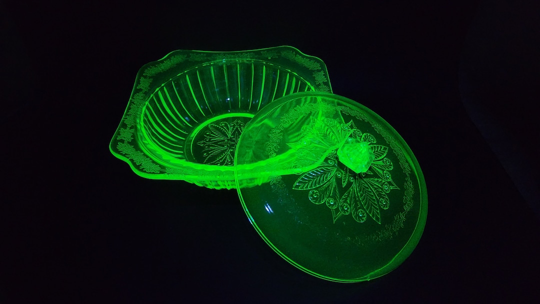 Uranium Glass Adam Covered Casserole Dish - Etsy