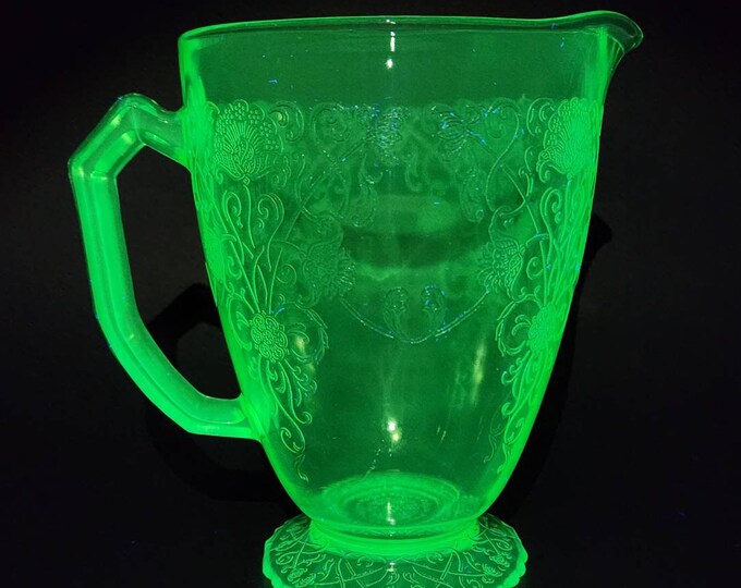 Uranium Glass Florentine Poppy Pitcher - Etsy