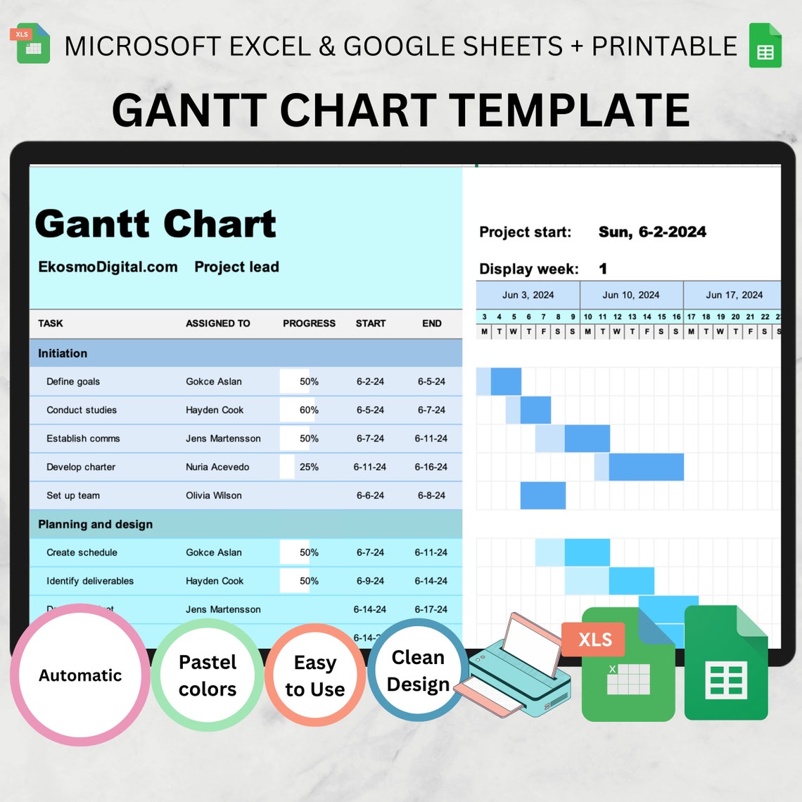 Gantt Chart Excel Template: Project Tracker (digital Download) - Etsy