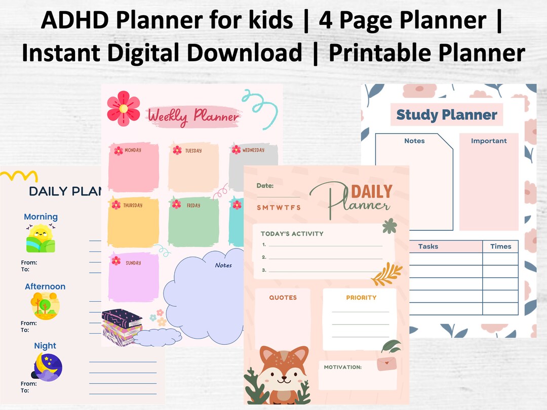 Adhd Weekly Planner Adhd Planner for Children ADHD Plan for Kids Day ...