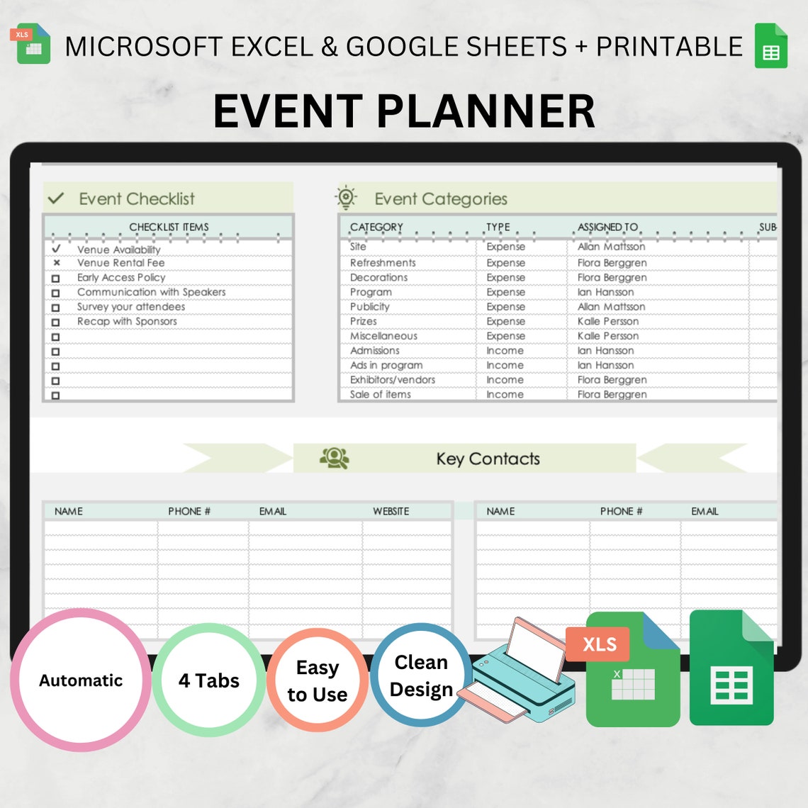 Editable Event Planner Template: Google Sheets & Excel (digital ...