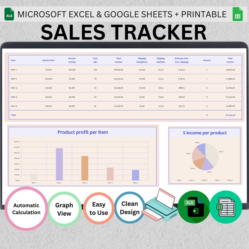 Sales Tracker Digital Sales Tracker Spreadsheet Etsy Sales Tracker Etsy ...