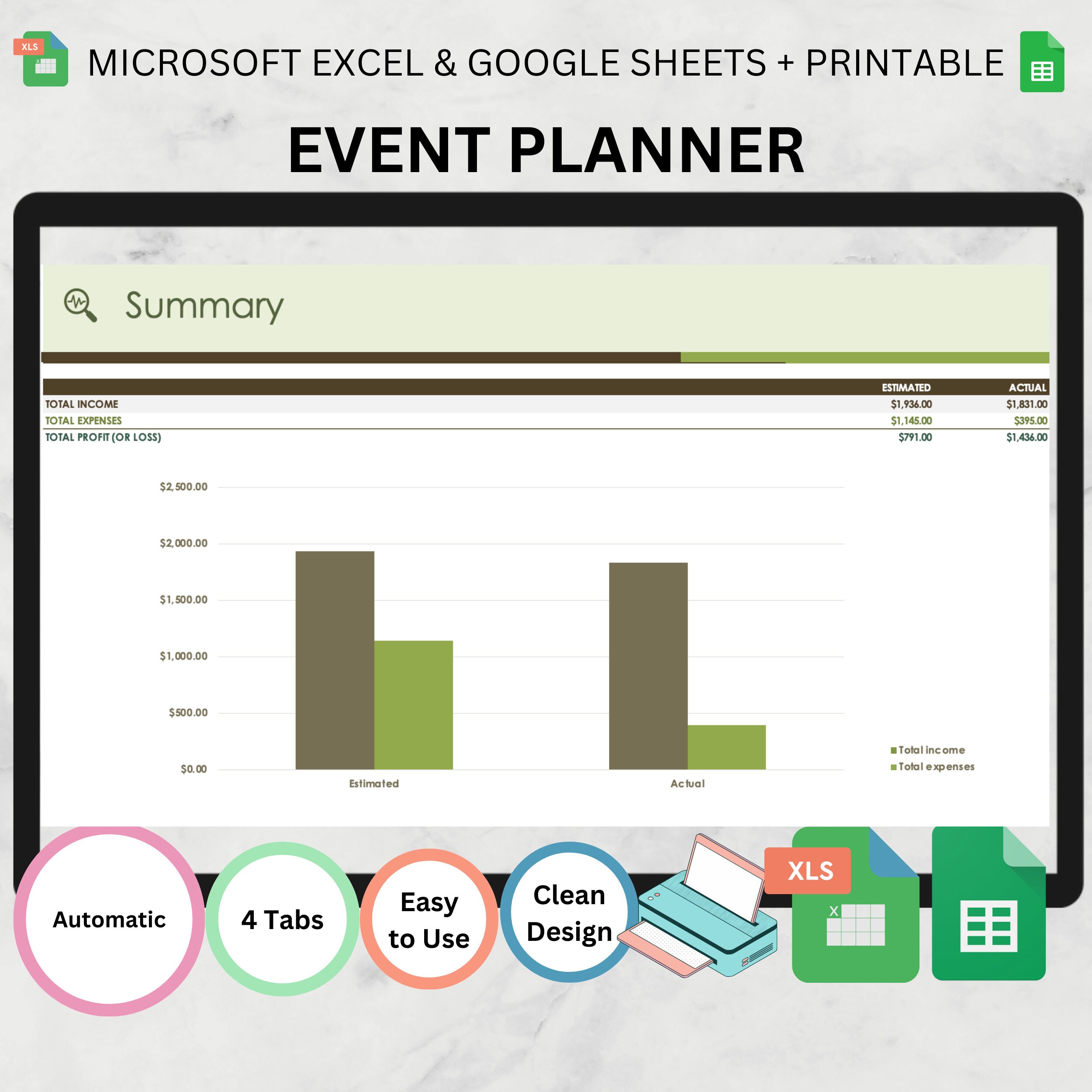 Editable Event Planner Template: Google Sheets & Excel (digital ...