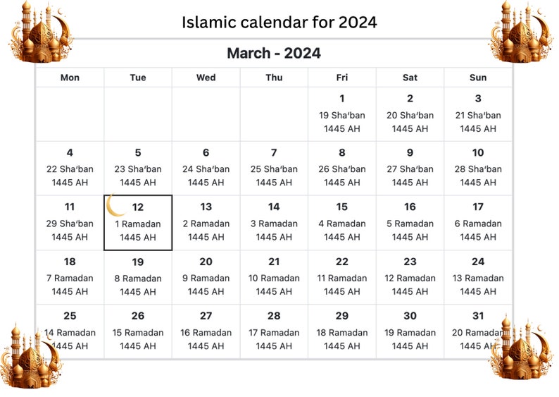 Islamic Calendar 2024 Islamic Hijri Calendar 2024 Islam Calendar 2024 ...