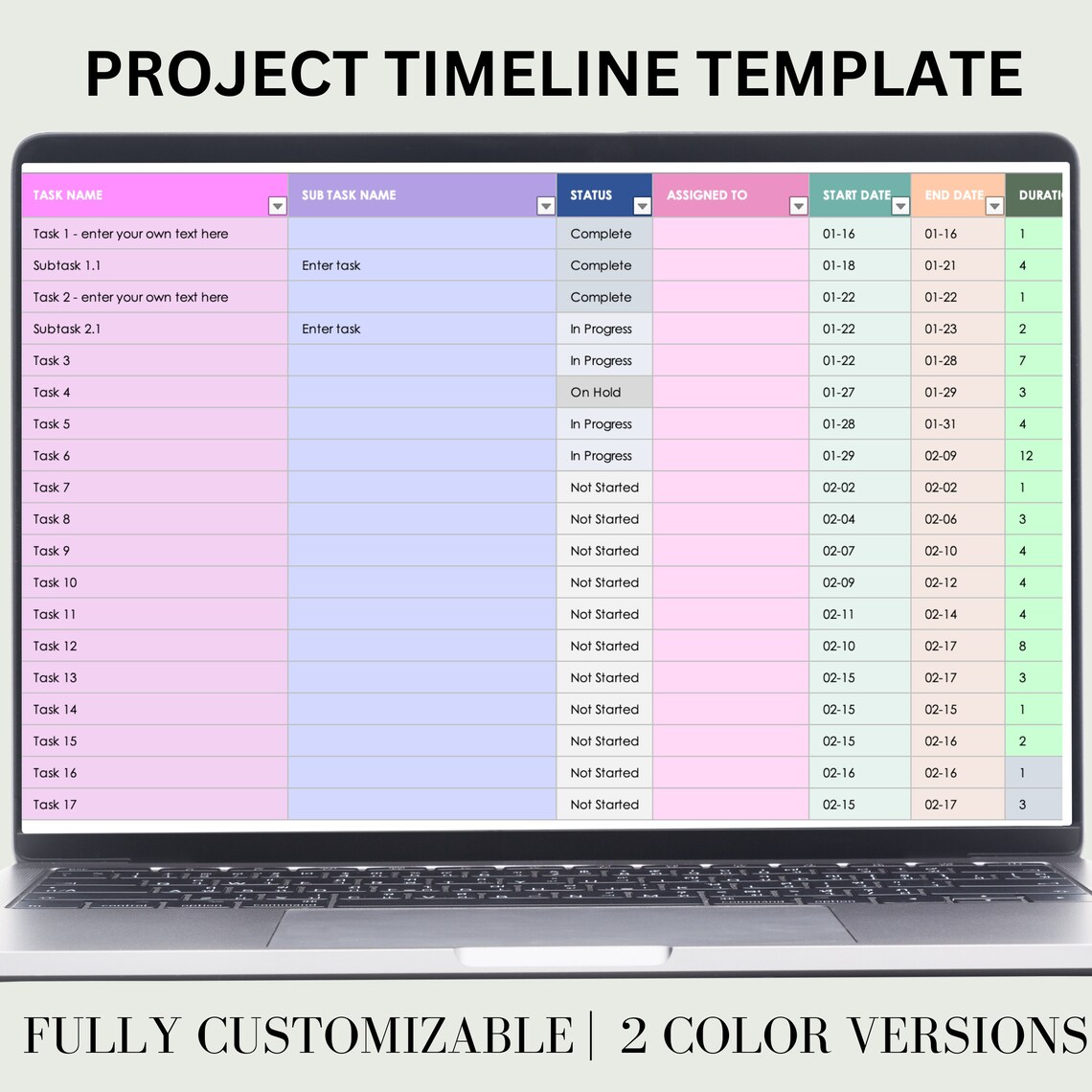 Excel Project Timeline Template Project Template Project Launch ...