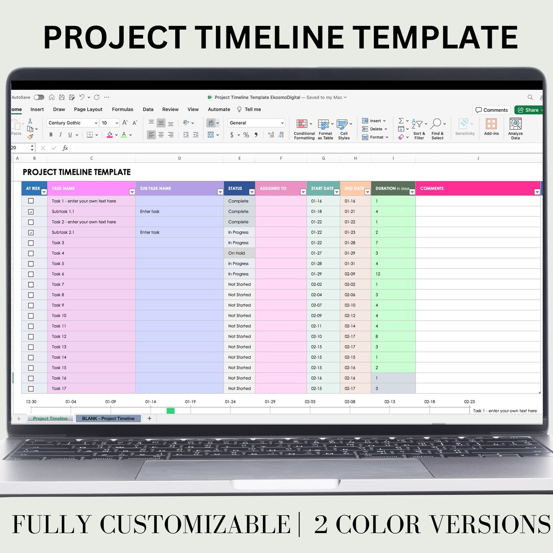 Excel Project Timeline Template Project Template Project Launch ...