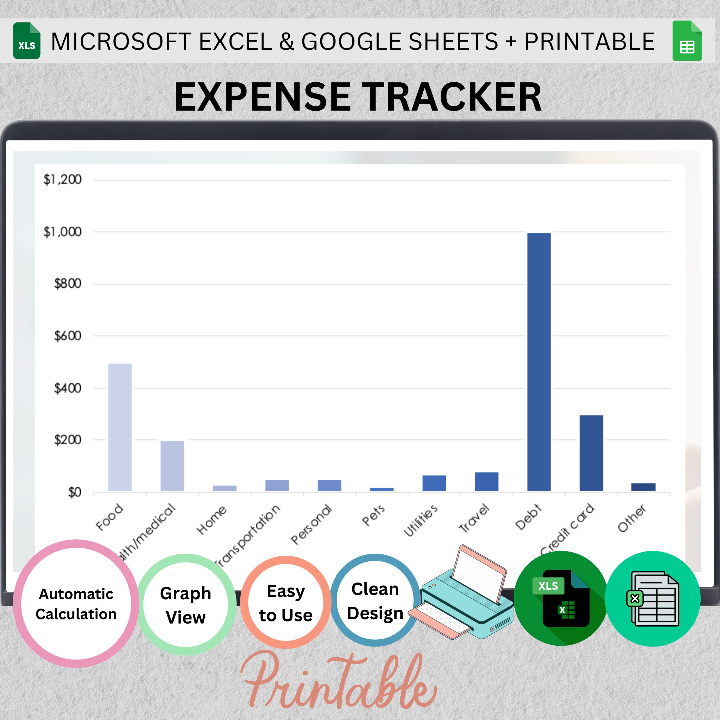 Excel Expense Tracker Spreadsheet Expense Tracker Google Sheet Personal ...