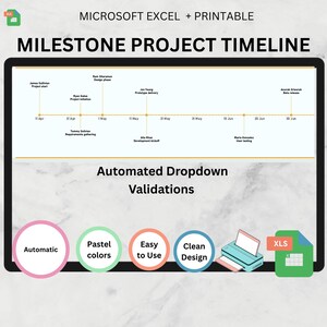 Milestone Project Timeline: Excel Spreadsheet Template (digital ...