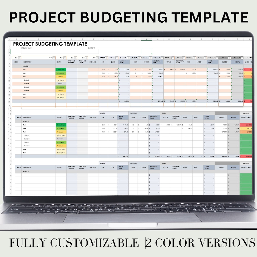 Excel Project Budget Template: Customizable Budget Planner (digital ...