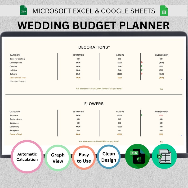 Wedding Budget Planner: Excel & Google Sheets (digital) - Etsy