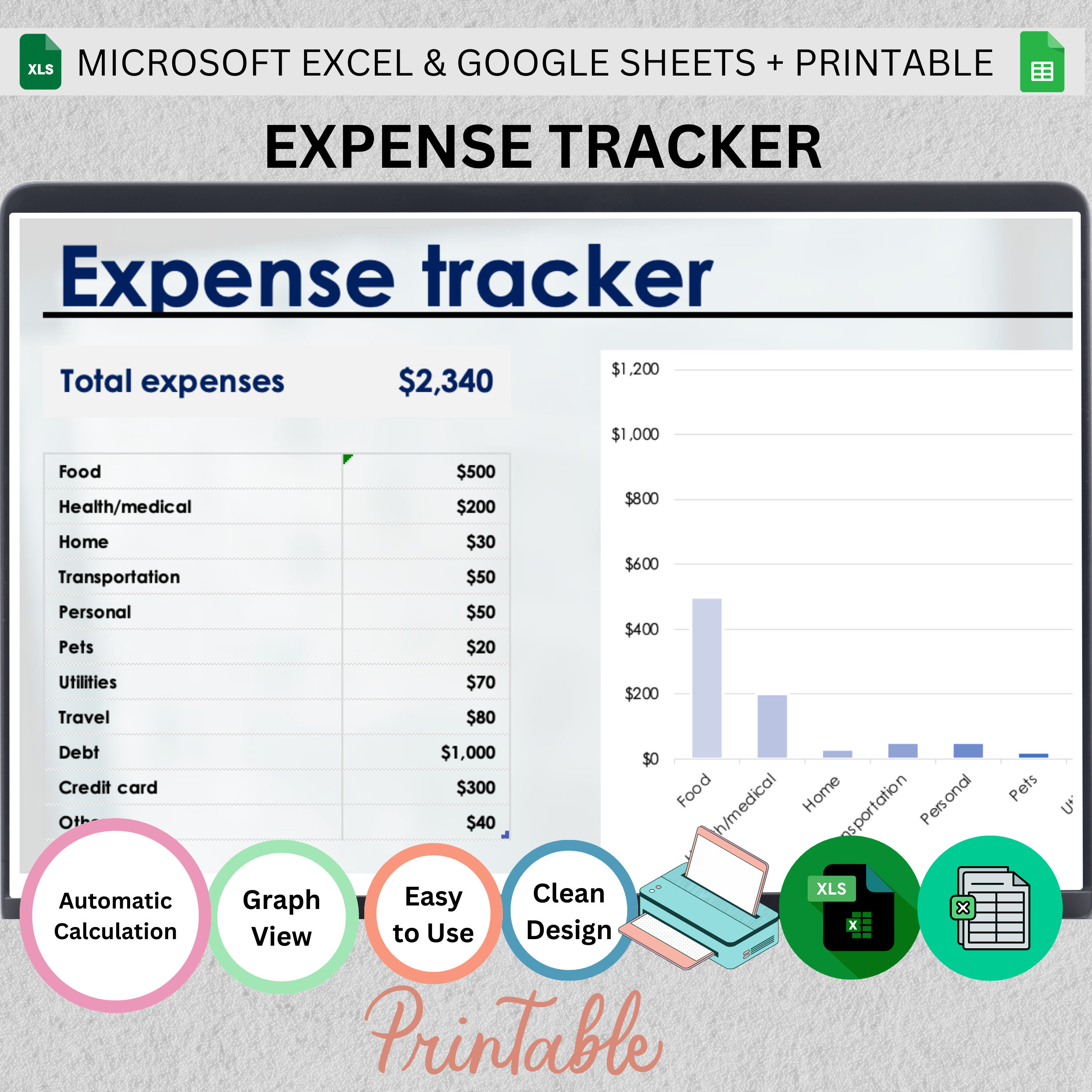 Excel Expense Tracker Spreadsheet Expense Tracker Google Sheet Personal ...