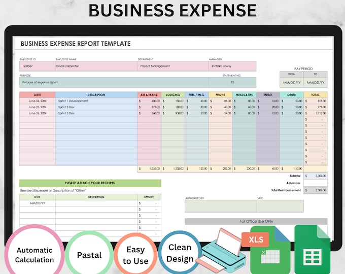 Business Expense Tracker: Excel & Google Sheets (printable) - Etsy