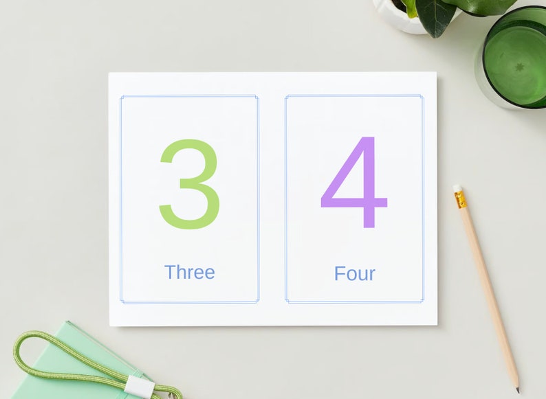 Number Flash Cards Homeschool Preschool Montessori Printable Cards Math ...