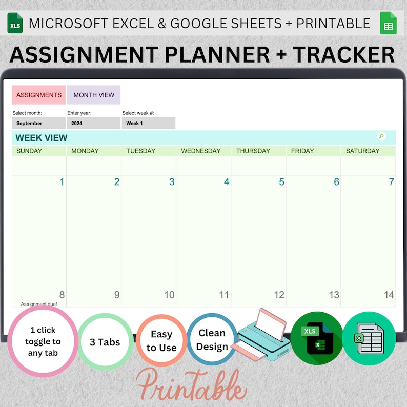 Student Assignment Planner + Assignment Tracker Weekly & Monthly ...