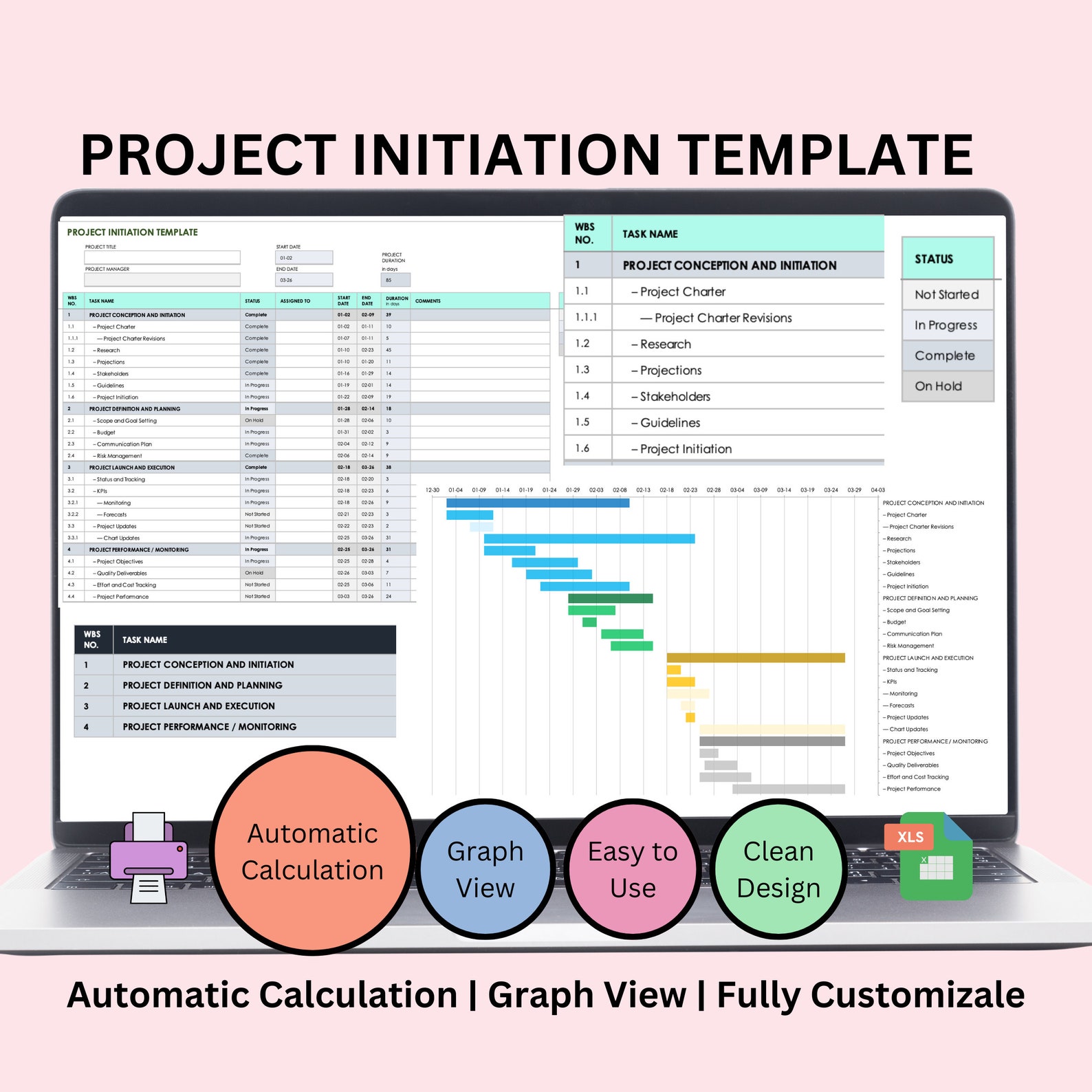 Project Initiation Excel Template Project Management Excel Spreadsheet ...