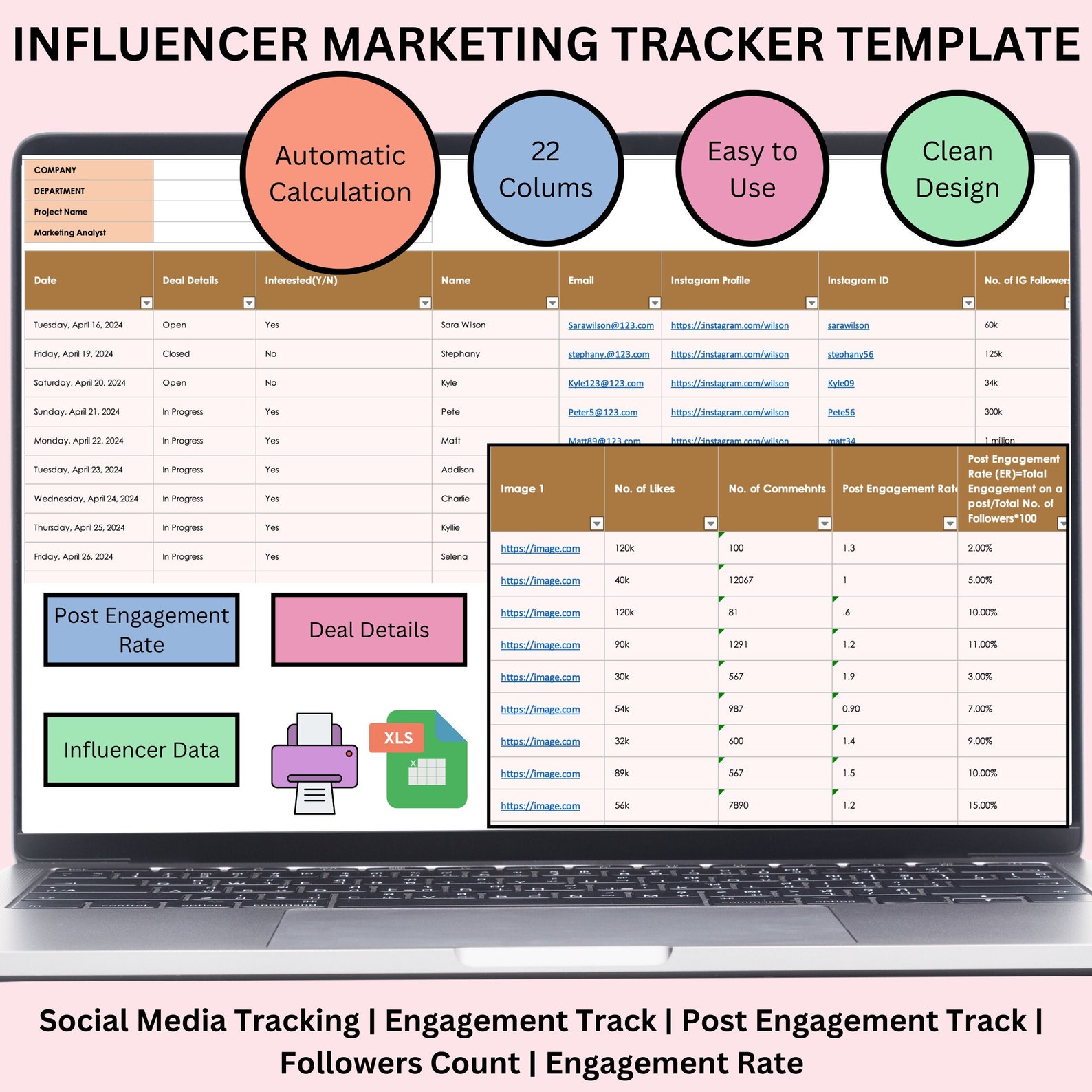 Influence Marketing Tracker Excel Template Influencer Marketing Plan ...