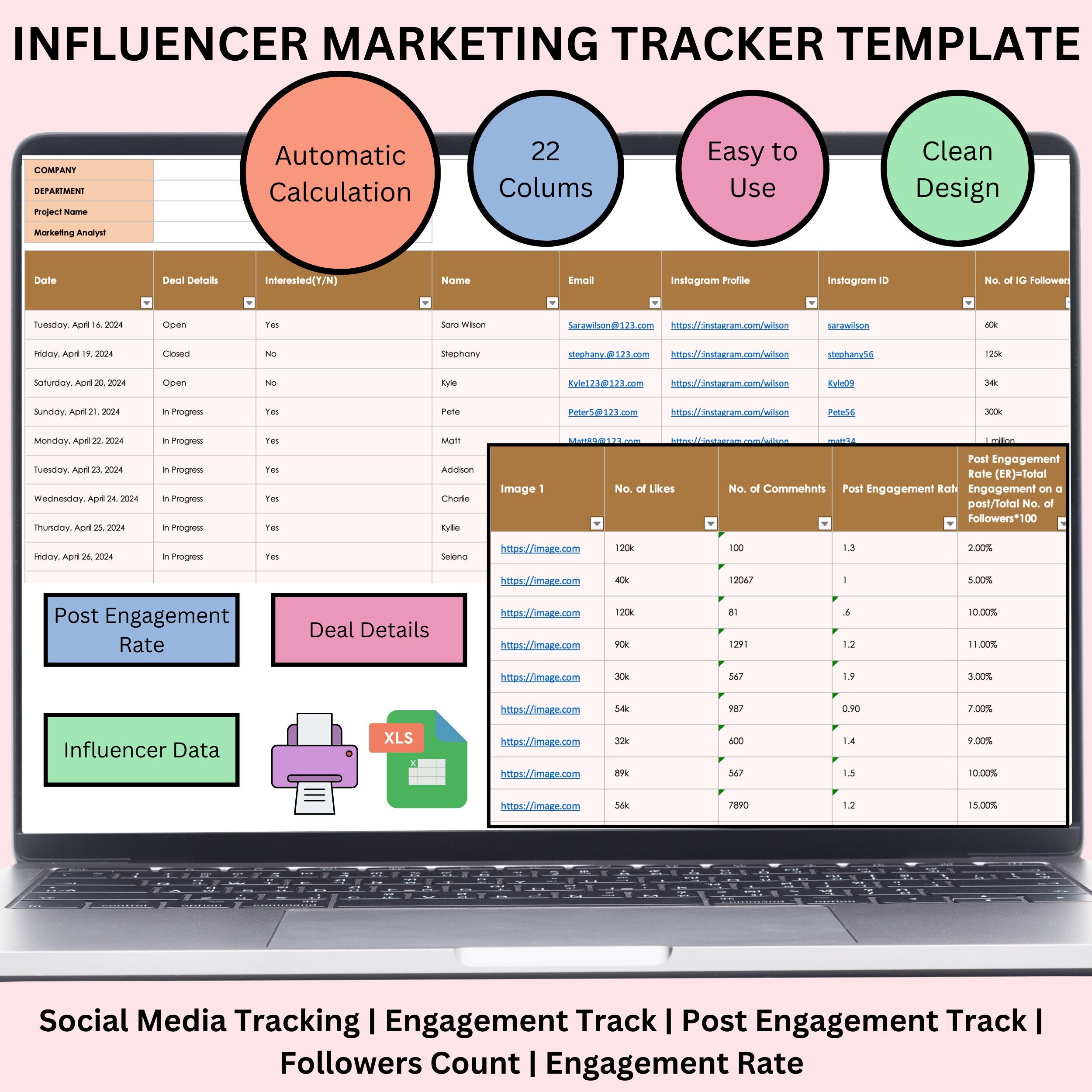 Influence Marketing Tracker Excel Template Influencer Marketing Plan ...
