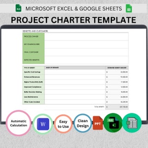 Project Charter Template Bundle: Excel, Powerpoint, Word (digital ...
