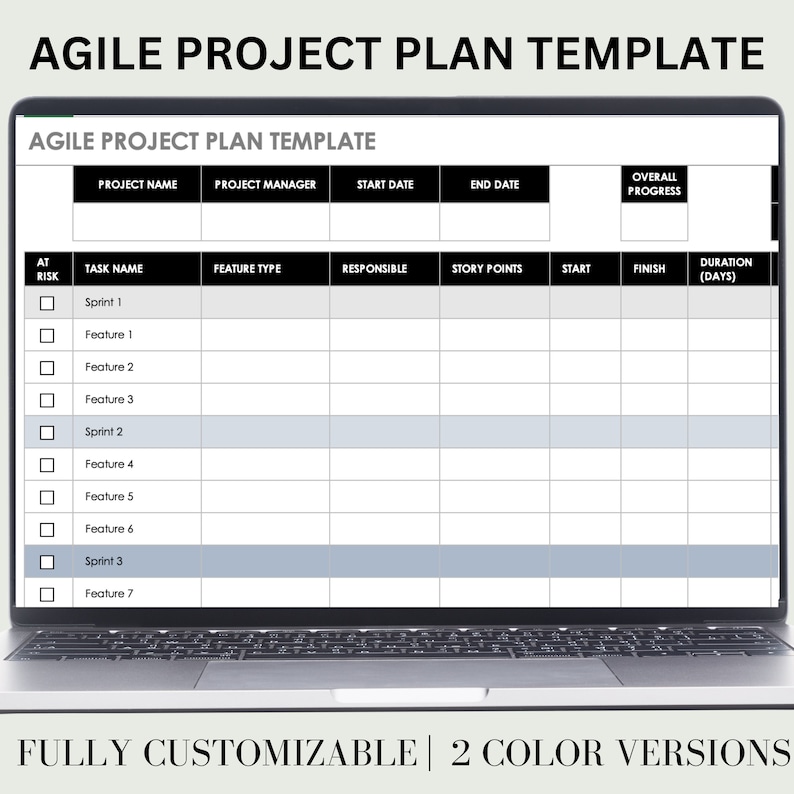 Agile Project Plan Template: Excel Project Tracker (digital Download ...