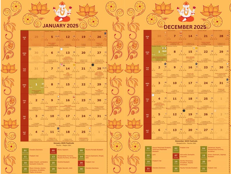Hindu Panchang Calendar 2025 Hindu Calendar 2025 Hindu Calendar ...