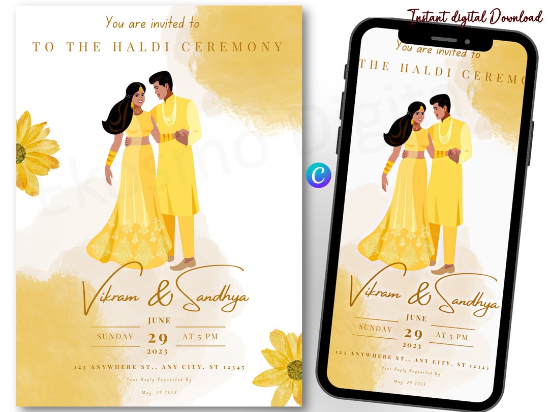 Haldi Invitation Haldi Ceremony Digital Haldi Invitation Printable ...